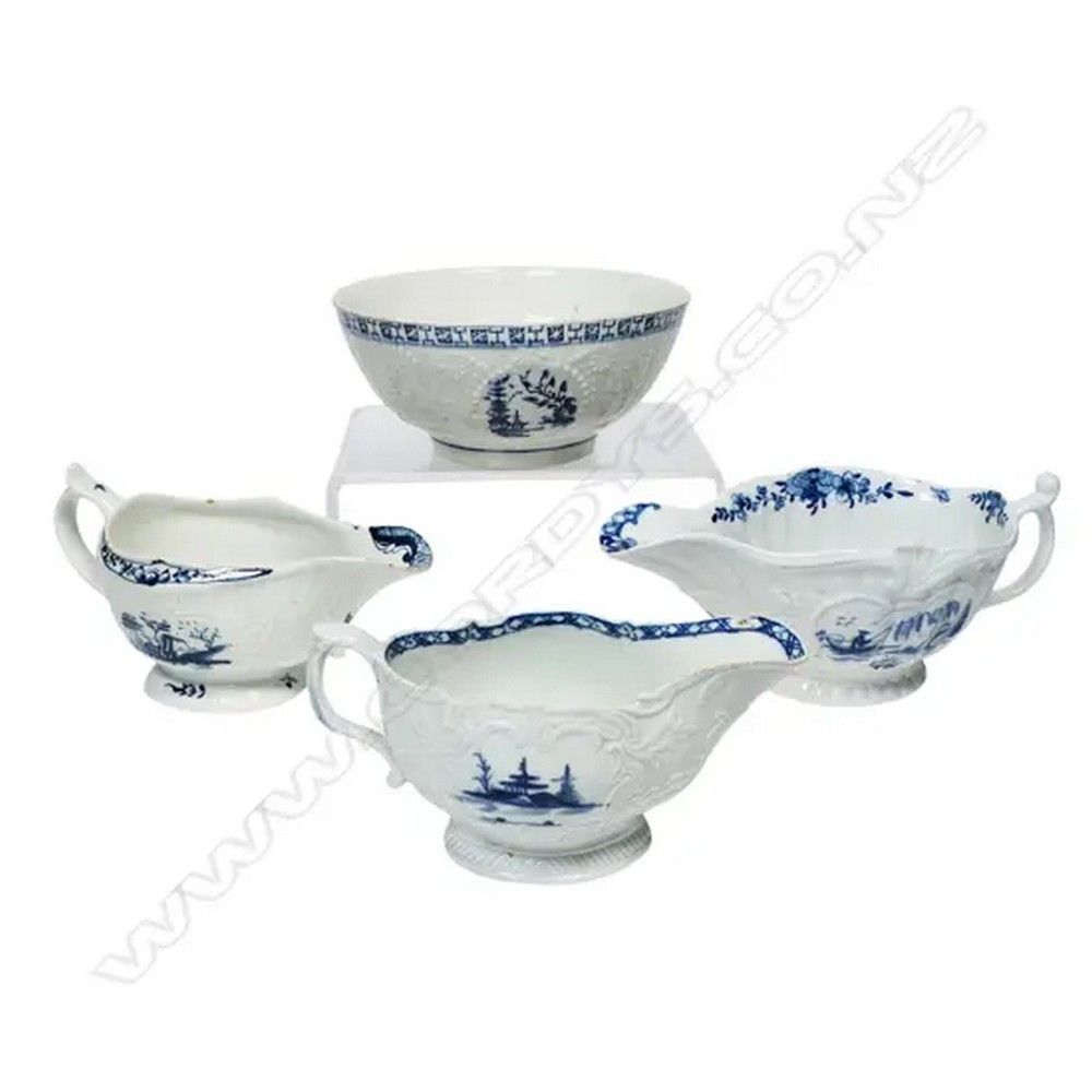 George III Blue and White Pottery Pieces, 18th Century - Worcester ...