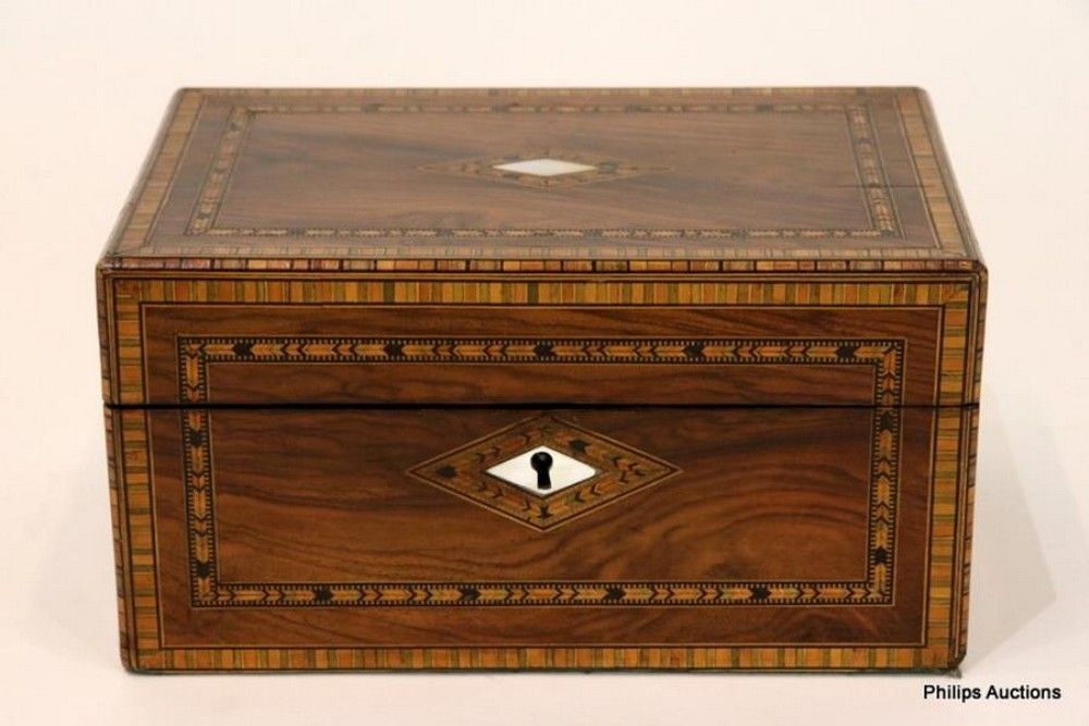 Victorian Walnut and Tunbridge Ware Box, Late 19th Century - Boxes ...