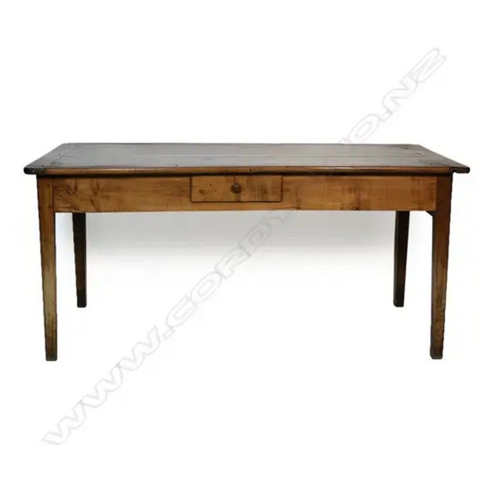 French Provincial Fruitwood Dining Table with Drawer and Tapered Legs ...