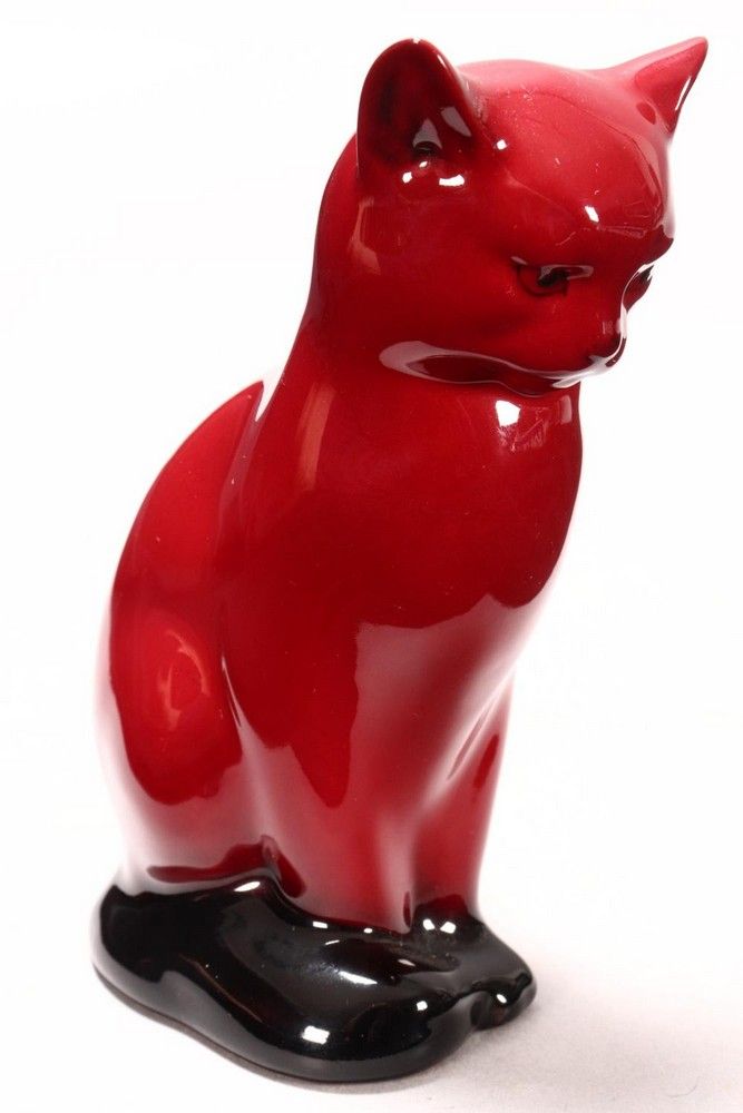 Royal Doulton Flambe Cat Figurine: Seated in Red and Black - Royal ...