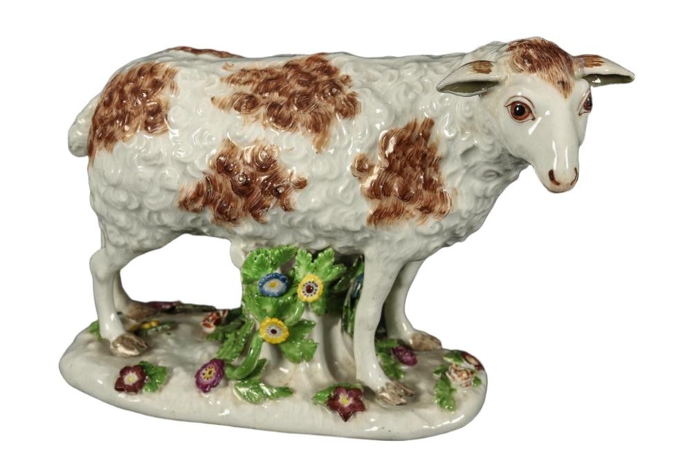 18th Century Meissen Porcelain Sheep by J.J Kandler, Floral Base ...