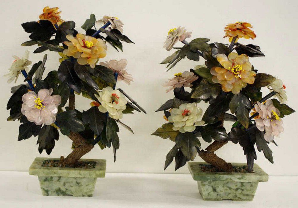 Chinese Stone Trees in Green Pots - 33cm - Zother - Oriental