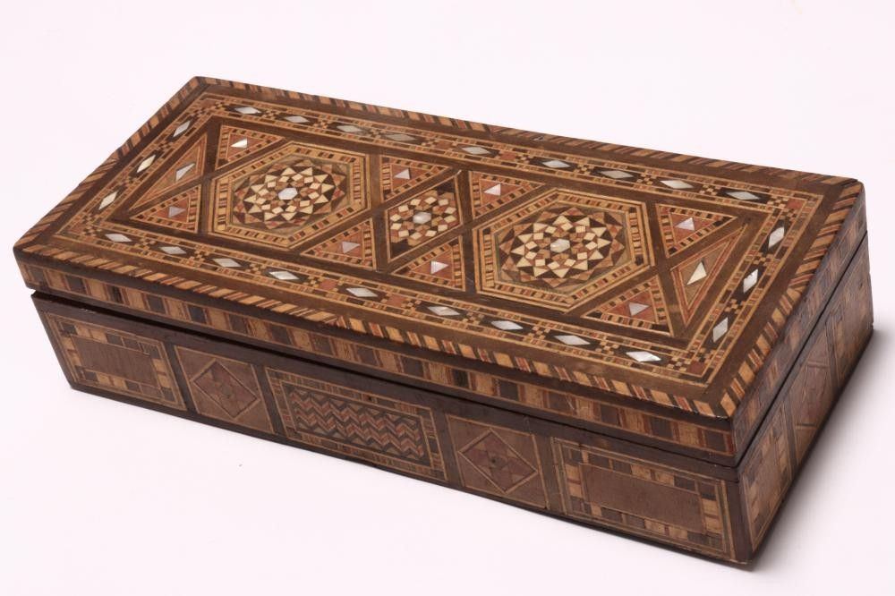 Anglo Indian Sadeli Box with Geometric Inlay Panels, 24cm Length ...