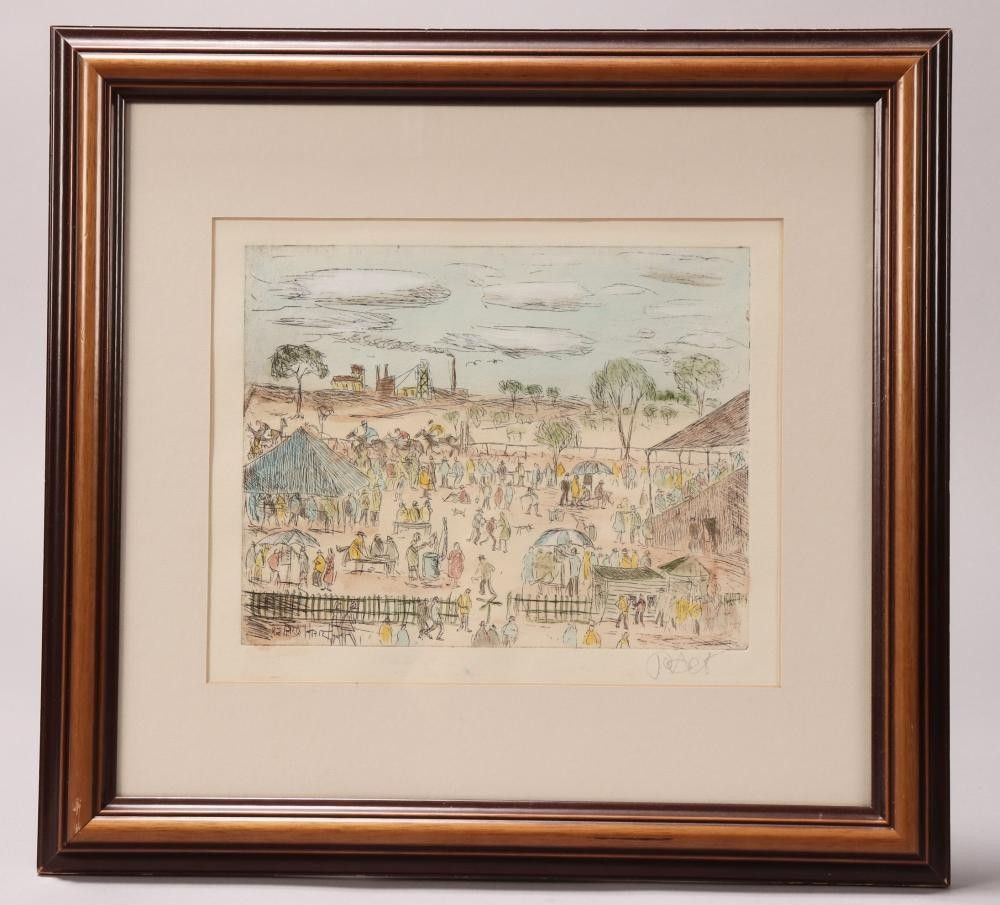 "At the Races" by Pro Hart, 1982, Coloured Etching - Prints ...
