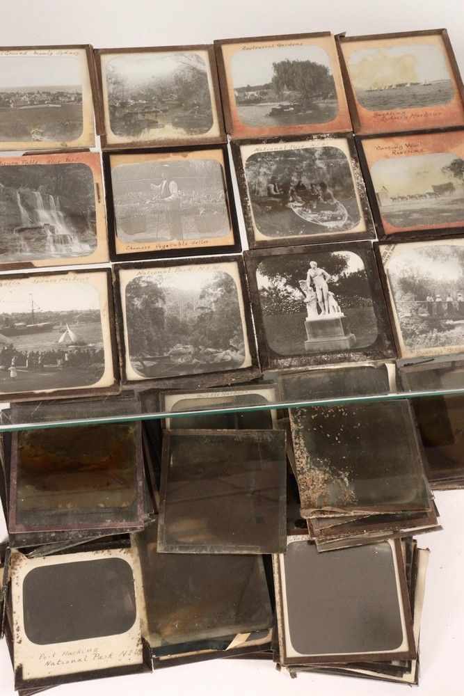 NSW Magic Lantern Slides Collection with Wooden Storage Box - Figures ...