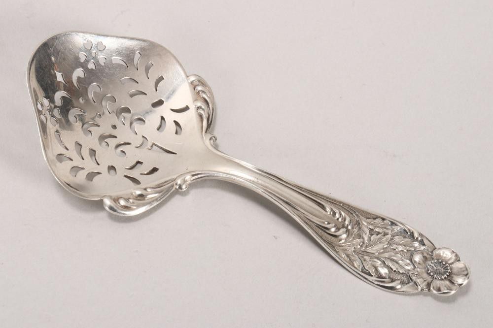 Floral Decorated Silver Sifting Spoon - Flatware/Cutlery and ...