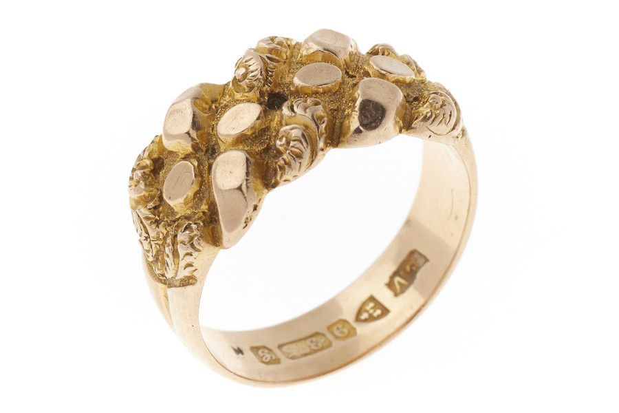 1907 Chester Hallmarked 9ct Gold Keeper Ring (Size O-P) - Rings - Jewellery