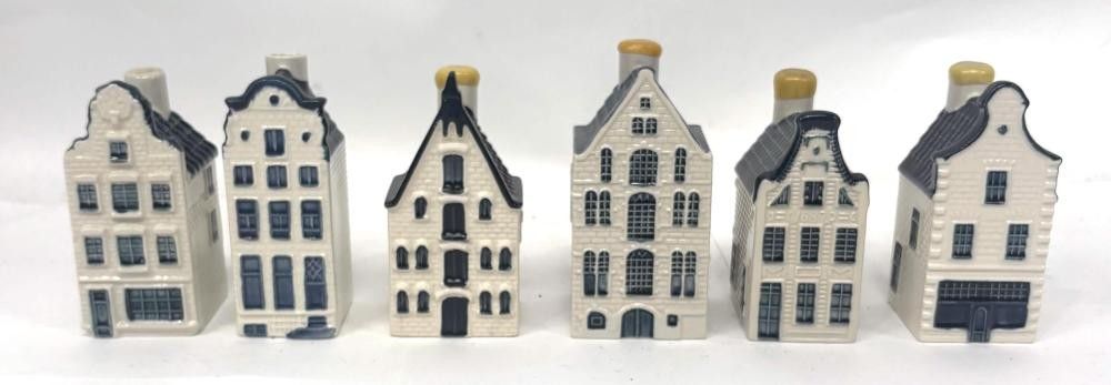 Set of Six KPM Bols Blue Delft Miniature Houses - Zother - 19th Century ...