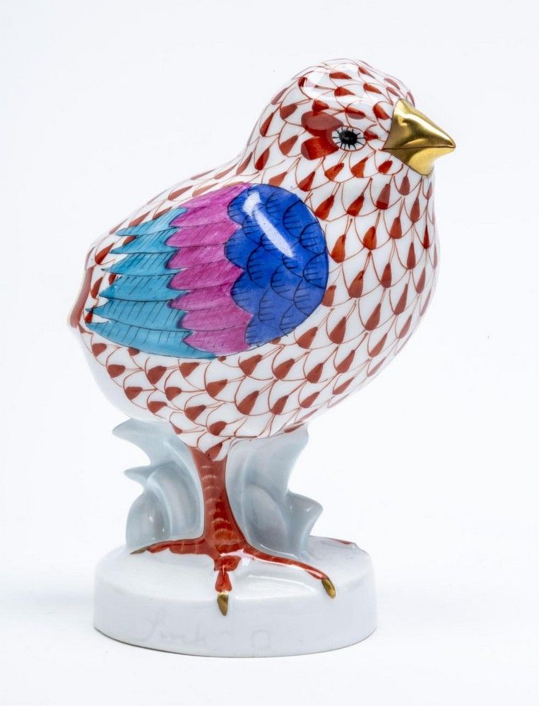 Herend Porcelain Bird Figure with Fishnet Pattern, Hungary, 1990 ...