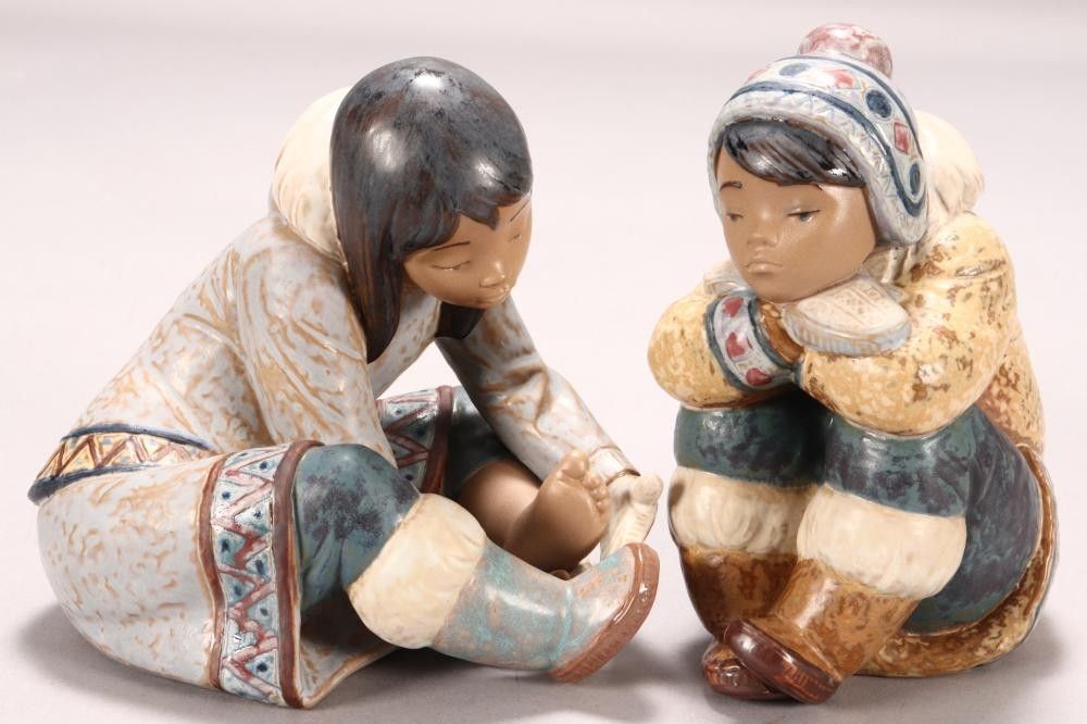 Lladro Eskimo Figures: Pensive and Cold Feet Girl (Set of 2) - Lladro ...