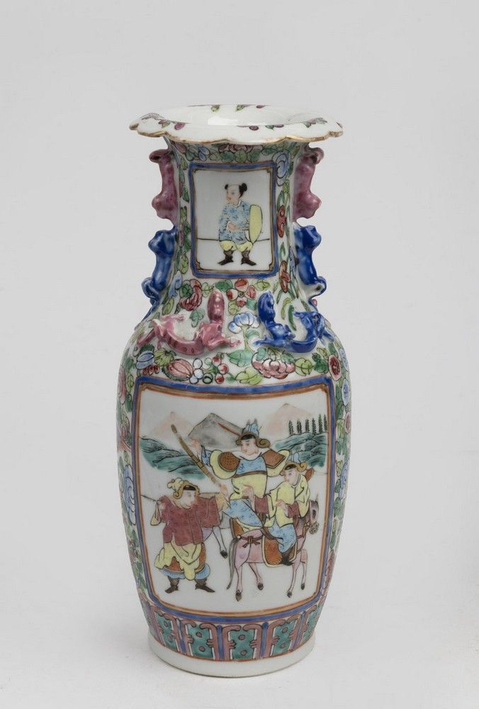 Famille Rose Canton Ware Vase, Republic Period, 20th Century - Ceramics ...