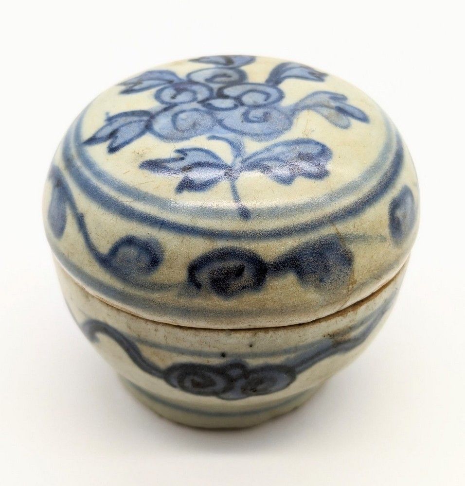 Antique Chinese Blue and White Floral Lidded Jar Pot - Ceramics ...