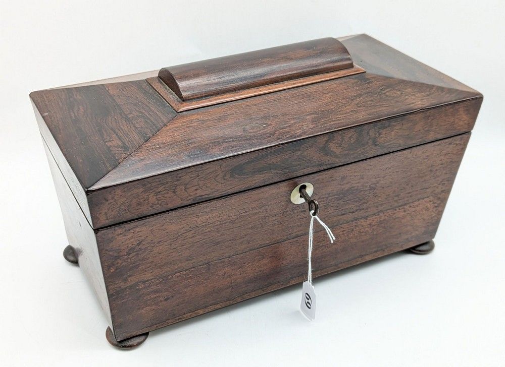 Georgian Mahogany Tea Caddy with Mother of Pearl Escutcheon - Tea ...