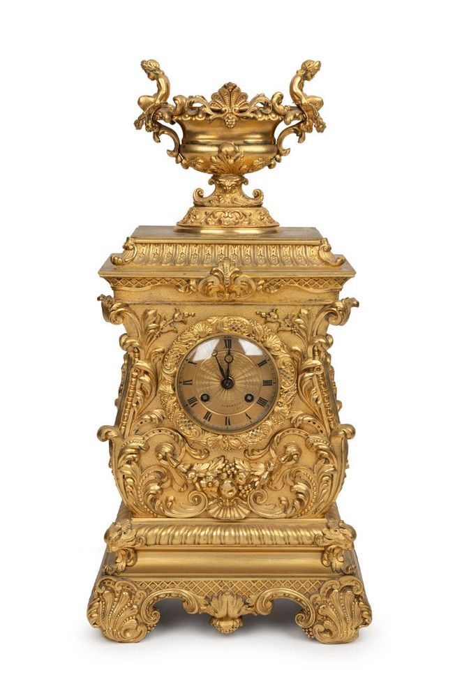 French Empire Gilt Bronze Mantle Clock, Circa 1830, Rococo Design ...
