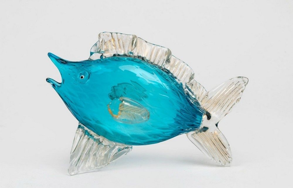 Mid 20th Century Murano Glass Fish Vase with Gold - Venetian / Murano ...