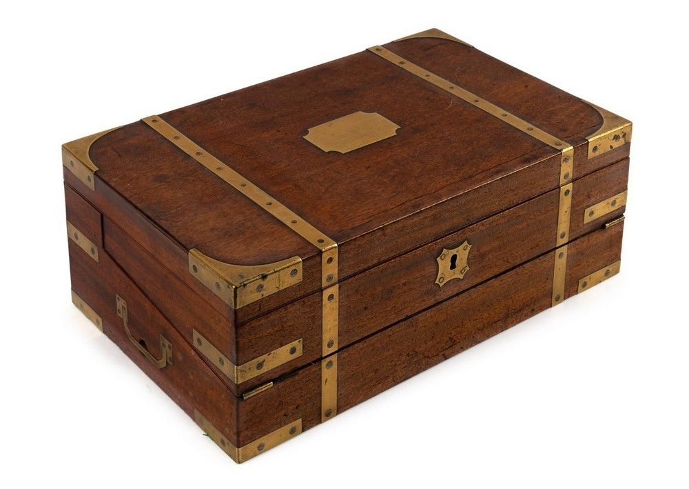 Mid 19th Century Mahogany Brass Bound Campaign Writing Box - Boxes ...