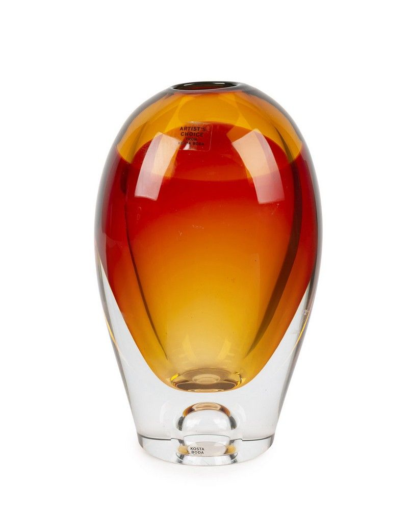 Vintage Swedish Orange Art Glass Vase by Gran Wrff - Scandinavian ...