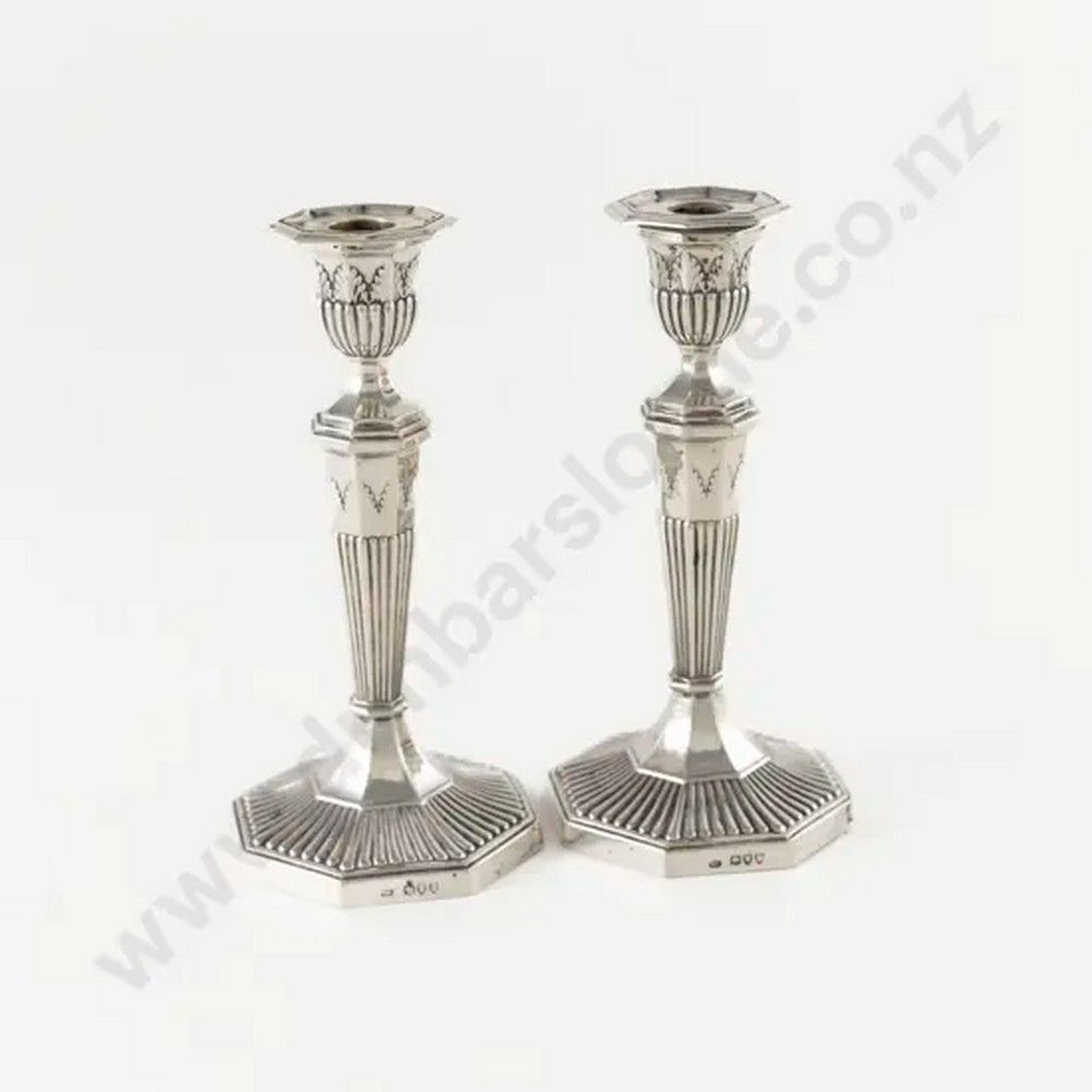 Victorian Sterling Silver Fluted Candlesticks, London 1895, 20cm High ...