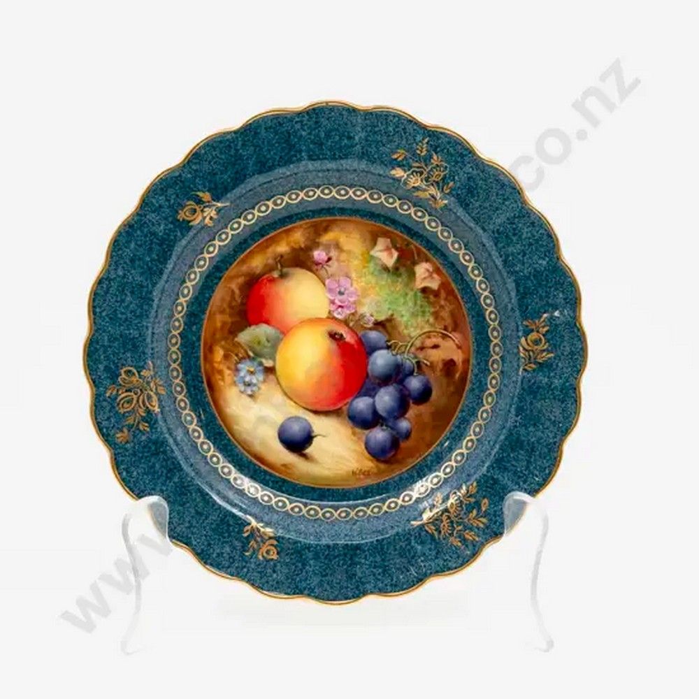 Hand-painted Royal Worcester dish signed W bee, apples & grapes - Royal ...