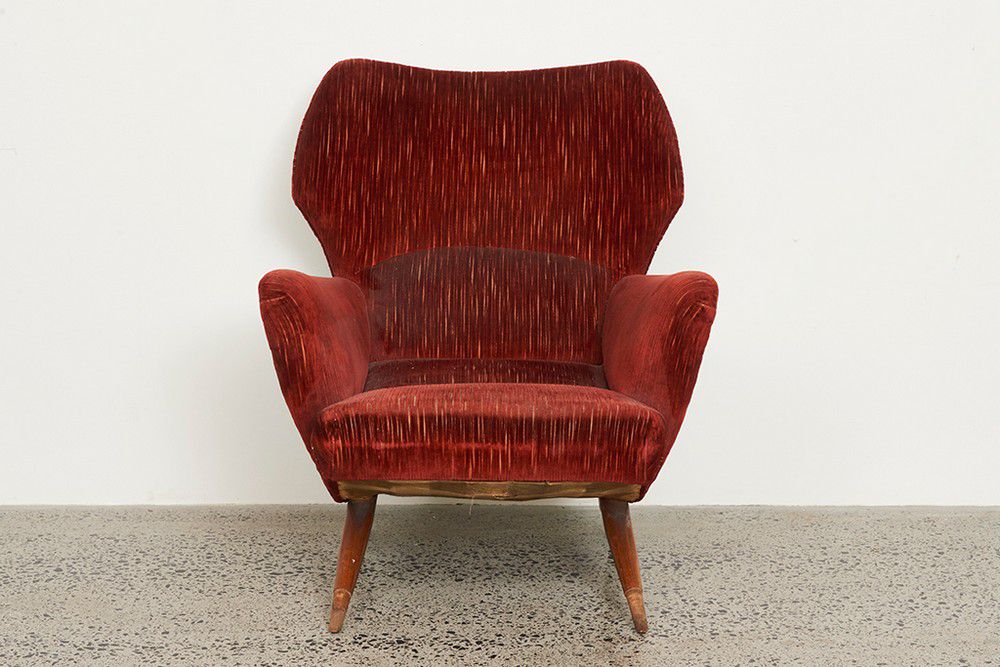 Italian Lounge Chairs with Rust Velvet Upholstery - European ...