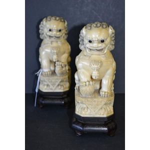 Carved Ivory Dogs of Fo - Ivory - Oriental