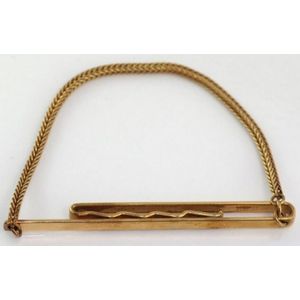 9ct Gold Tie Pin with Chain - 6.49g - Stick, Hat & Tie Pins - Jewellery