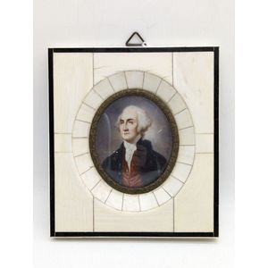 George Washington Portrait Miniature in Ebony and Ivory Frame ...
