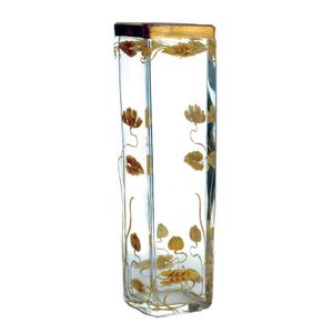 Enamelled Water Lily Moser Glass Vase - European - Glass