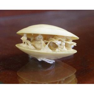 Vintage Ivory Shell Group with Oriental Carvings - Ivory - Oriental