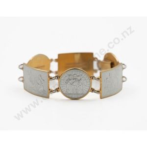 Neoclassical Sterling Silver Bracelet with Enamel Panels - Bracelets ...