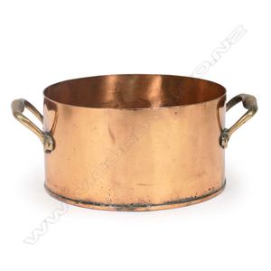 Antique Copper Pot with Brass Handles and Repaired Base - Copper ...