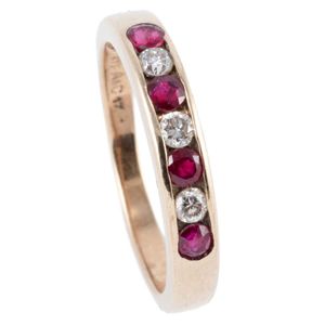 9ct Gold Ruby and Diamond Channel Set Ring - Rings - Jewellery