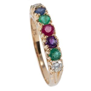 Multi-Gemstone Dearest Ring in 9ct Gold - Rings - Jewellery