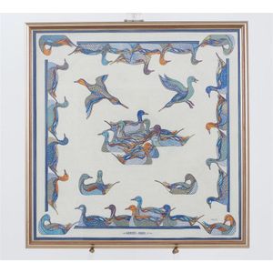 Hermes 'Decoy' Silk Scarf in Framed Display - Shawls, Scarfs & Collars ...