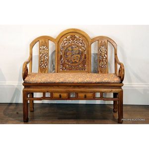 Chinese Hardwood Carved Couch with Fish and Lion Decoration - Furniture ...