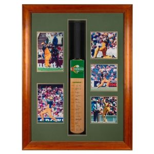Australian Test Team Signed Bat and Action Photos Framed Display ...