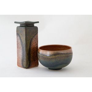 Rectangular Ceramic Vase and Bowl by Murray Clayton - New Zealand ...