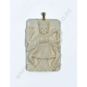 Carved Ivory Chinese Immortal Pendant with 14ct Suspender - Zother ...