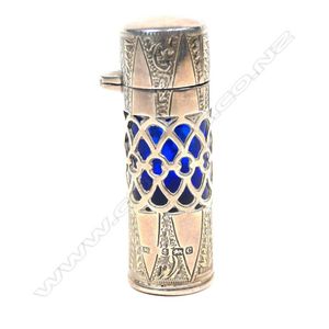 Edwardian Silver and Blue Glass Scent Bottle - Scent Bottles - Costume ...