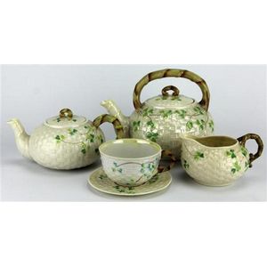 Belleek Shamrock Tea Set with Organic Form and Motifs - Belleek - Ceramics