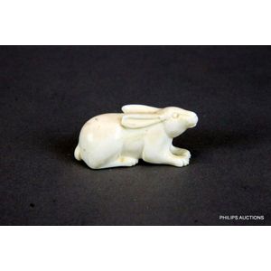 Japanese Ivory Rabbit Okimono, 20th Century - Ivory - Oriental