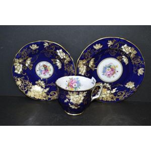 Cobalt Blue Royal Crown Staffordshire Trio - Crown Staffordshire - Ceramics
