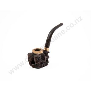 Double Tane Carved Wood Tobacco Pipe by Thomas Heberley - Zother - Oriental