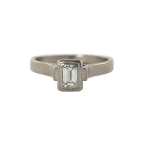 Emerald Cut Diamond Solitaire Ring in 18ct White Gold - Rings - Jewellery