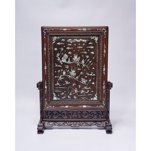 Rosewood Table Screen with Mother-of-Pearl Inlays and Stand - Furniture ...