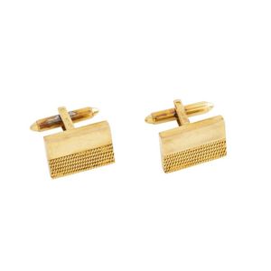 14ct Gold Larry Cufflinks with Rope Motif Plaque Design - Cufflinks ...