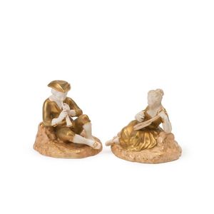 Royal Worcester Seated Boy and Girl Figures, 1884/5 - Royal Worcester ...