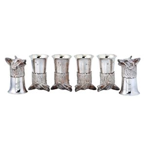 Sterling Silver Fox Head Stirrup Cups Set - Mugs, Cups & Goblets - Silver