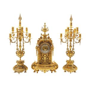 Cherub Clock Garniture with Elaborate Ormolu Bronze Casting - Clocks ...