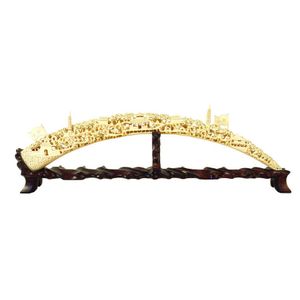 Carved Chinese Elephant Tusk Bridge on Stand - Ivory - Oriental